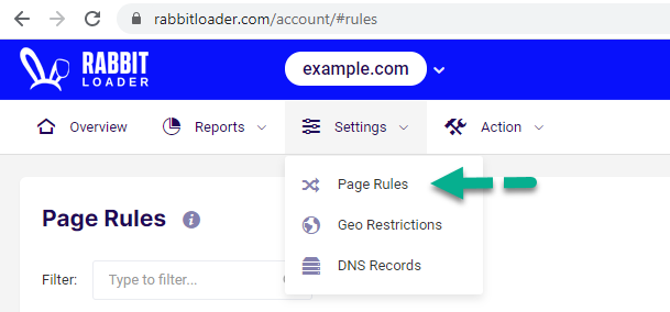 » Setting up Page Rules to tune the performance