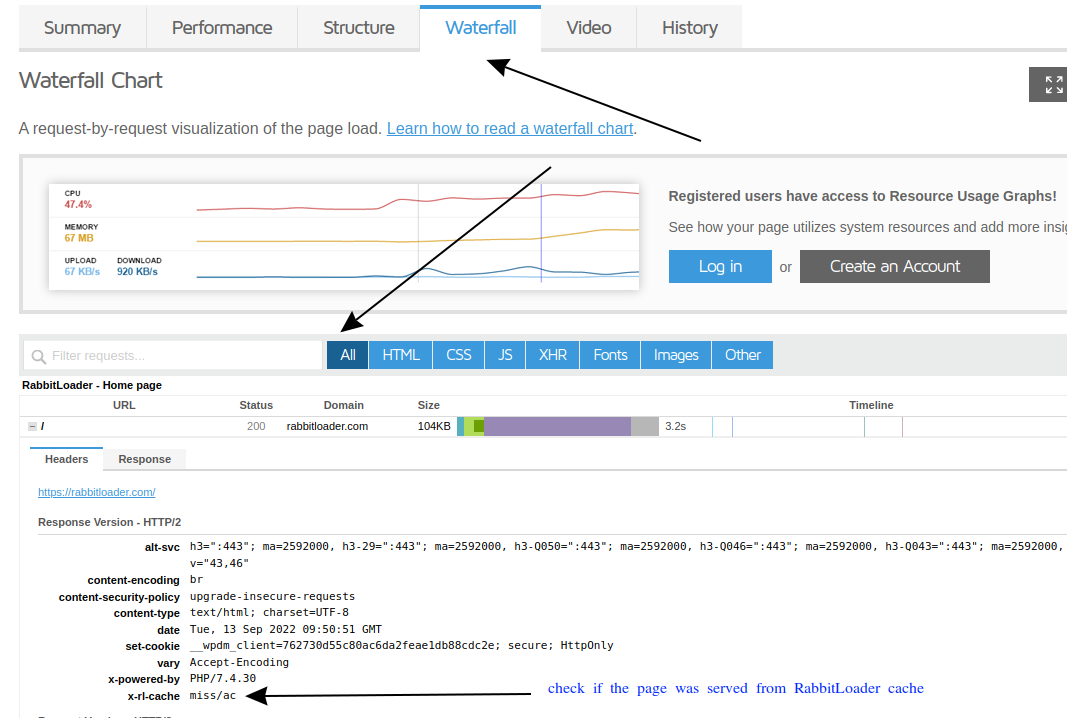 » Compare PageSpeed performance before and after RabbitLoader